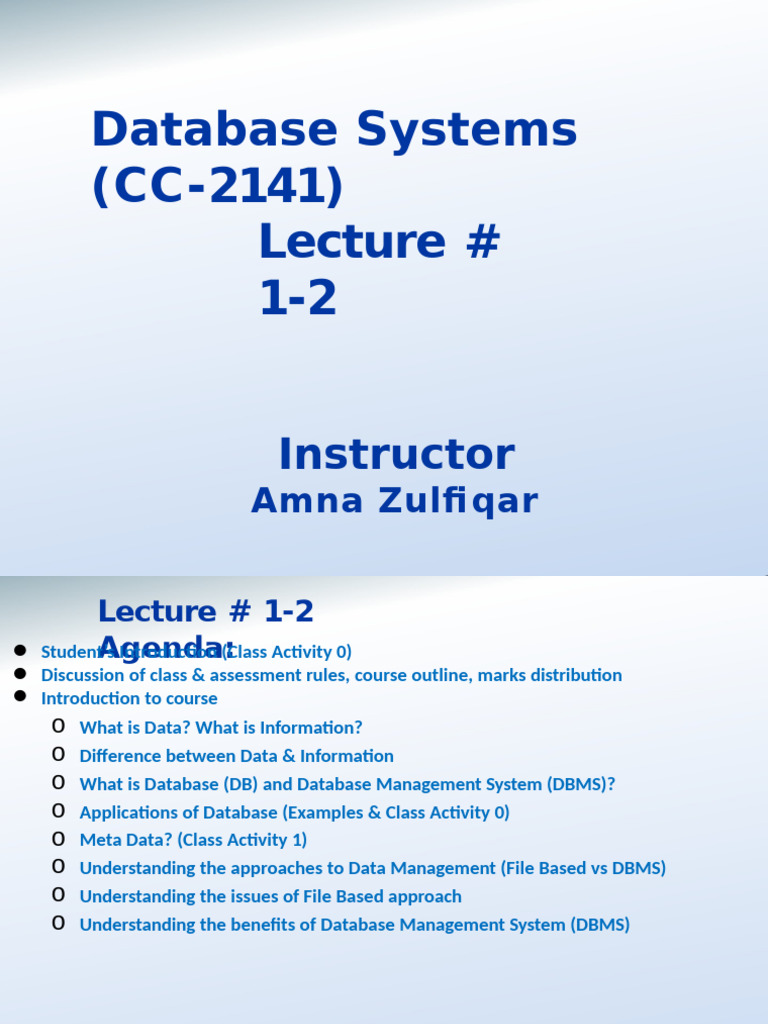 Database Systems Week 1 | PDF | Databases | Computer File