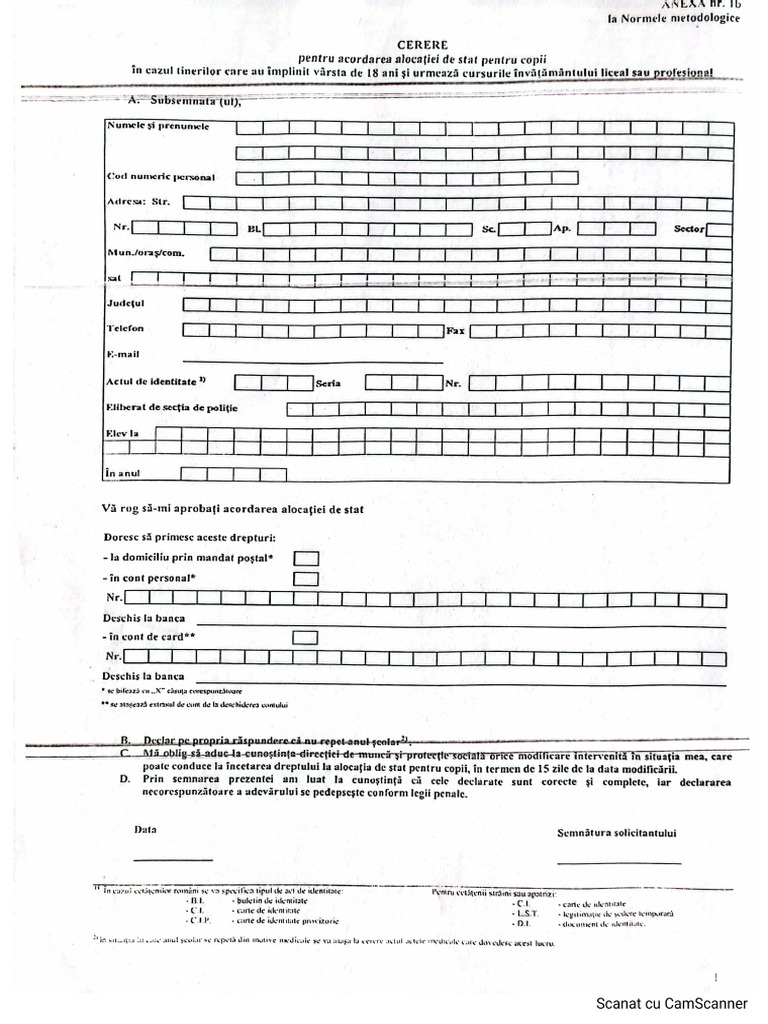 Cerere prelungire alocație | PDF
