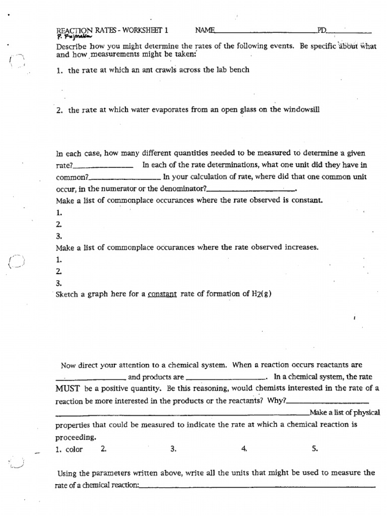 12-Chem H- Kinetics- Reaction Rates handouts-img-211100554-0001 | PDF