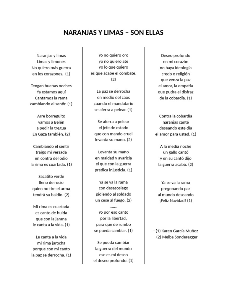 Naranjas y Limas - Son Ellas | PDF