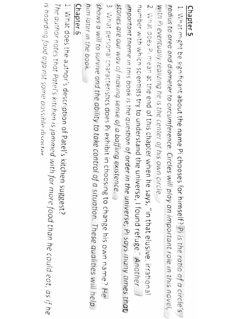 Life of Pi Answers | PDF