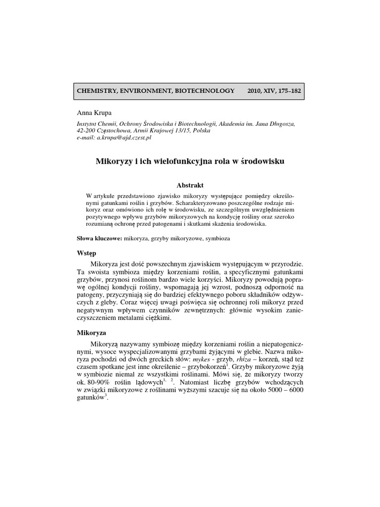 Mikoryzy I Ich Wielofunkcyjna Rola | PDF