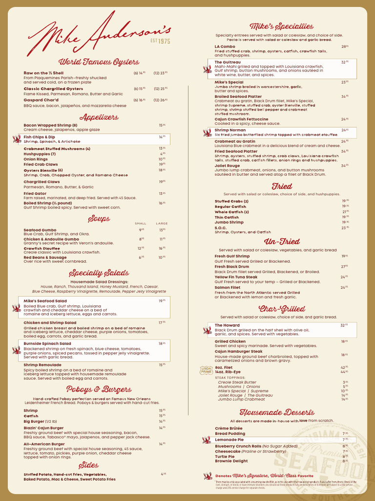 Mike Andersons Full Menu GZ 09-23 Print NC | PDF | Louisiana Creole ...