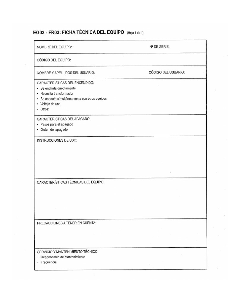 Eg03 FR03 Ficha Técnica Del Equipo | PDF