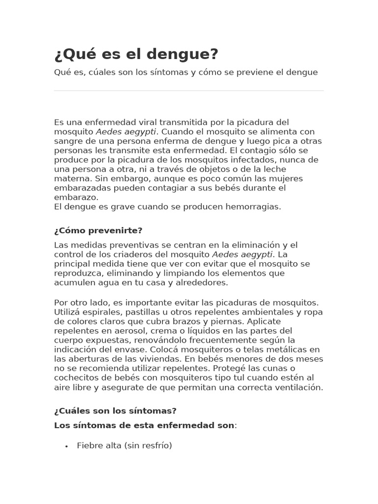 Qué Es El Dengue | PDF