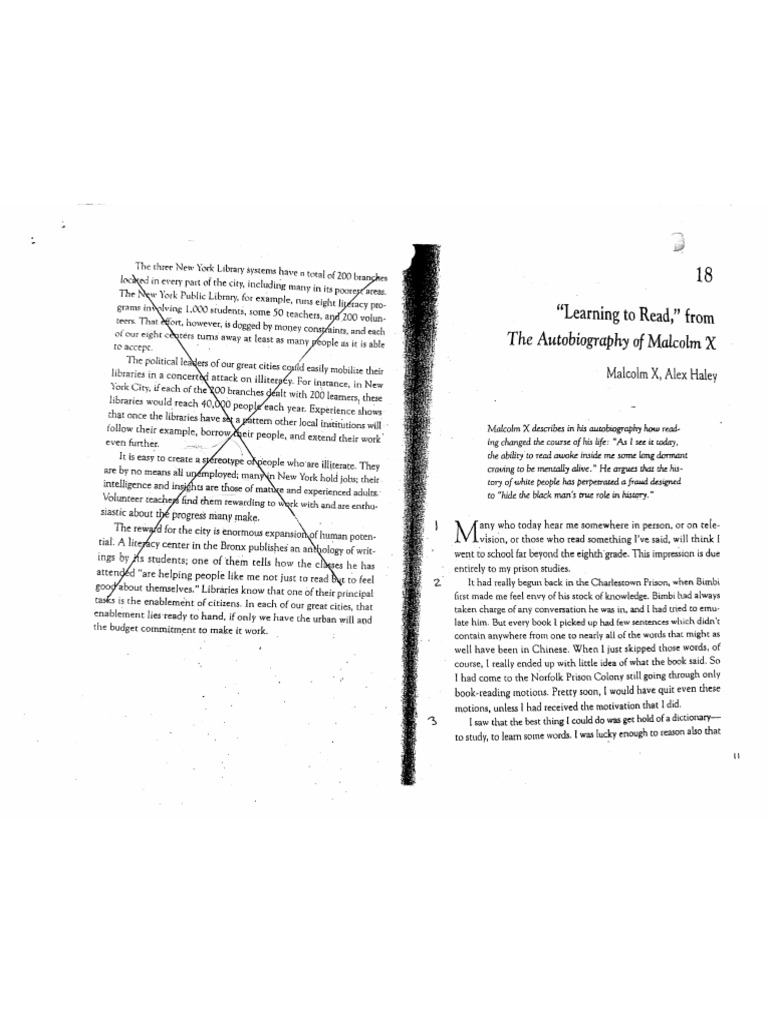 Learning To Read - Malcolm X | PDF