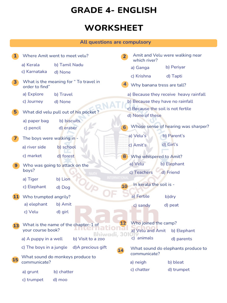 Grade 4 English Worksheet | PDF