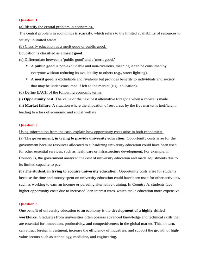 CSEC Economics June 2019 P3 Answers | PDF | Subsidy | Economic Equilibrium