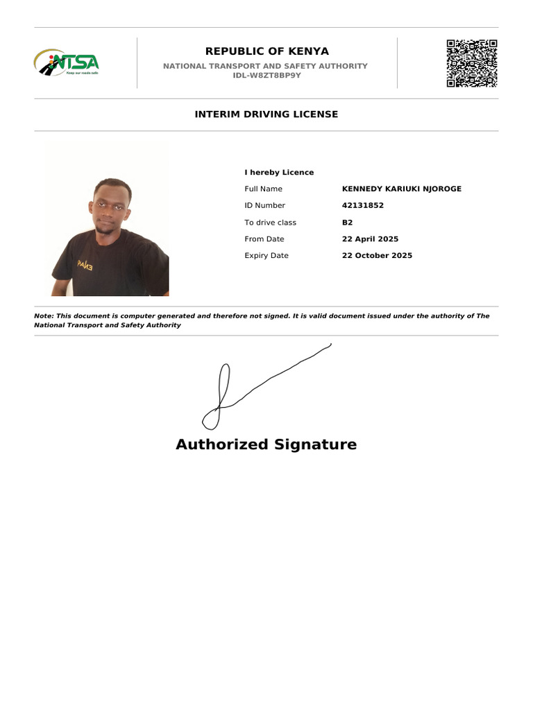 IDL-W8ZT8BP9Y-Interim Driving License | PDF