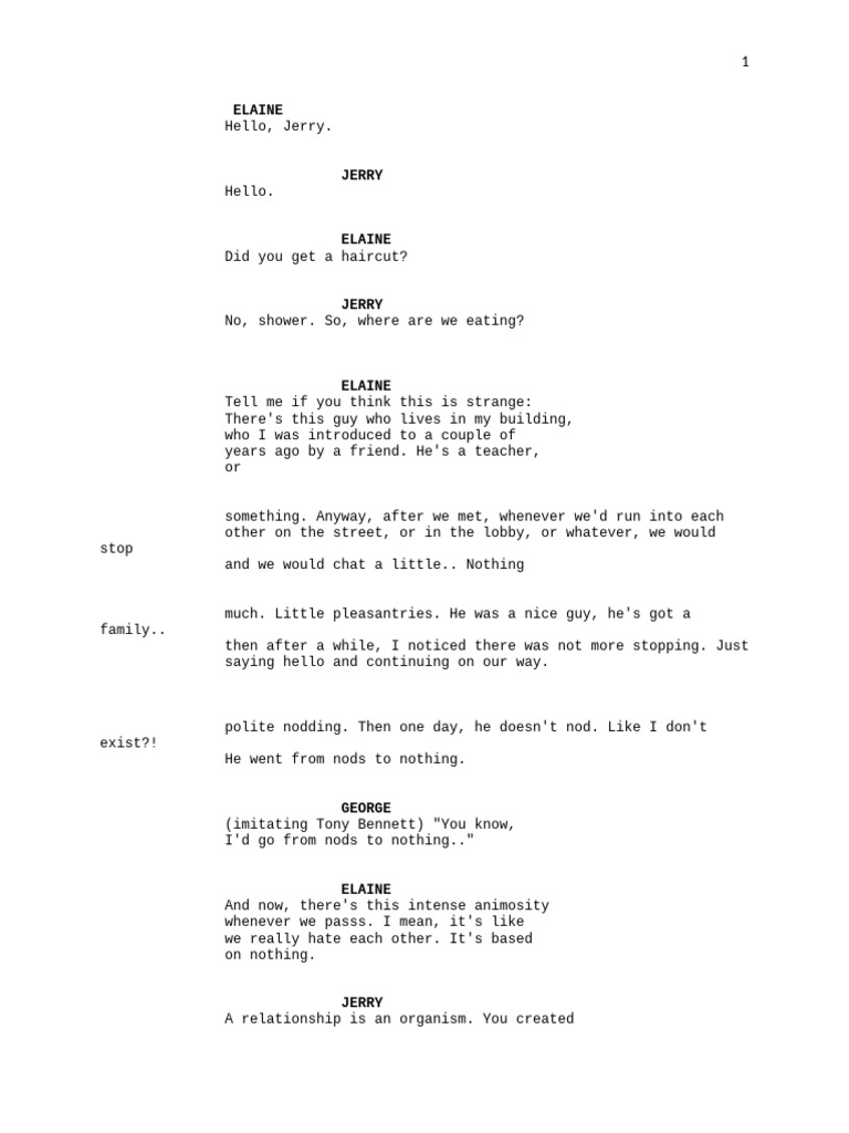Elaine's Encounter with a Neighbor | PDF | American Television Episodes ...