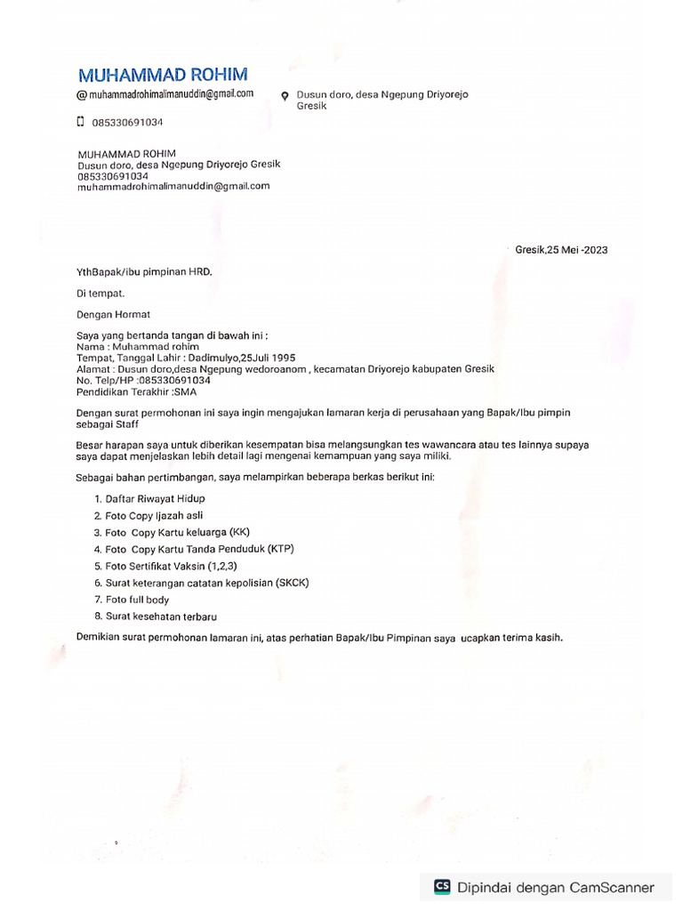 Cv Muhammad Rohim | PDF