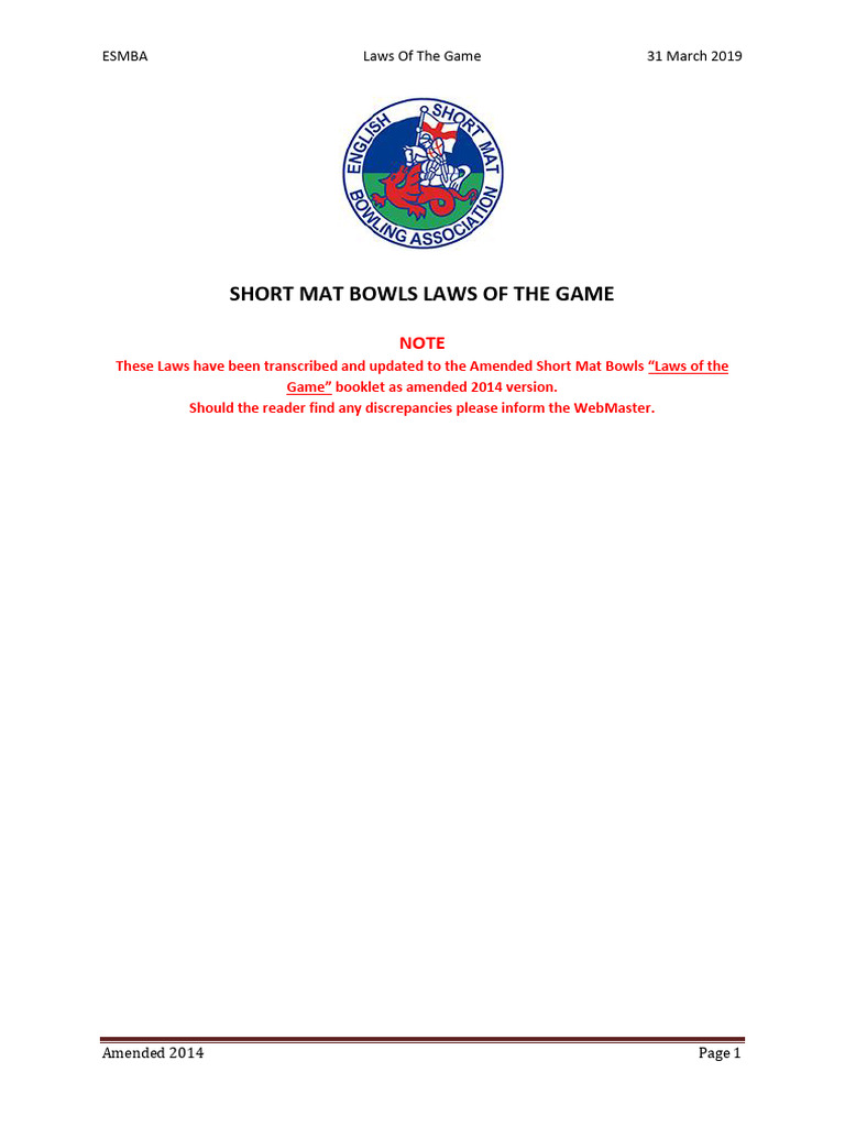 Short Mat Rules | PDF | Bowling (Cricket) | Lumber