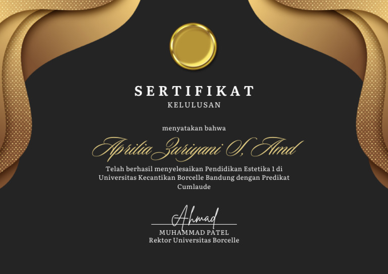 Hitam Dan Emas Piagam Penghargaan Program Sarjana Certificate ...