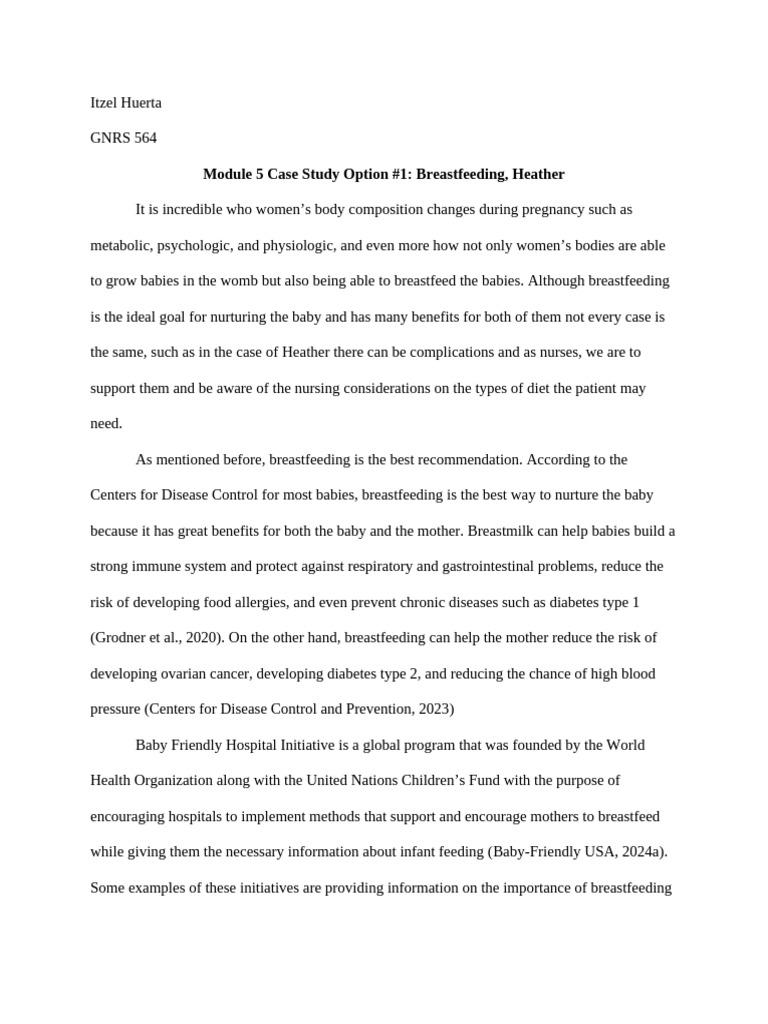 Module 5 Case Study Option #1 - Breastfeeding, Heather by Itzel Huerta ...