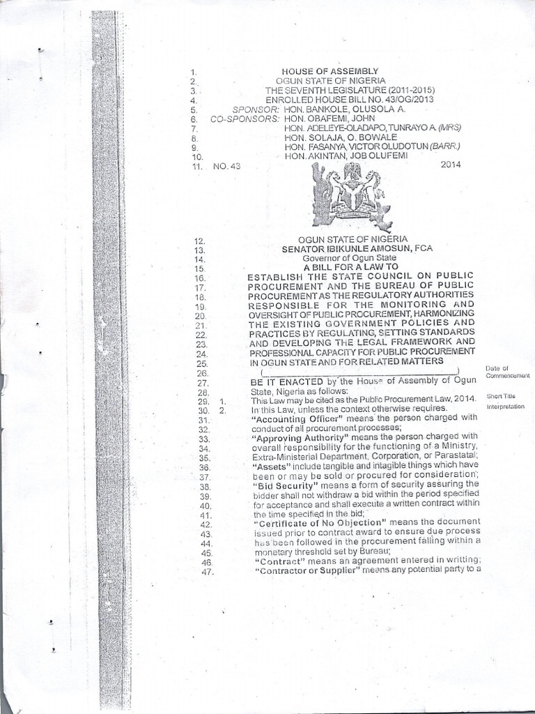 OGUN The Seventh Legislature (2011-2015) | PDF