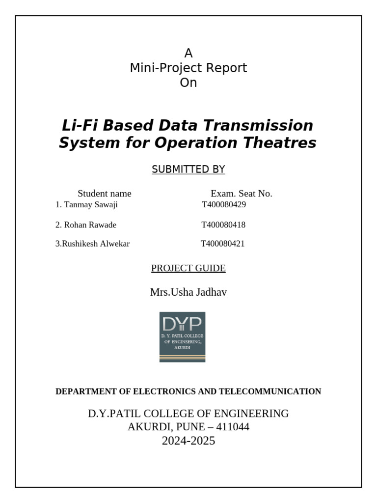 Mini Project Lifi Report.2 | PDF | Electromagnetic Interference | Light ...