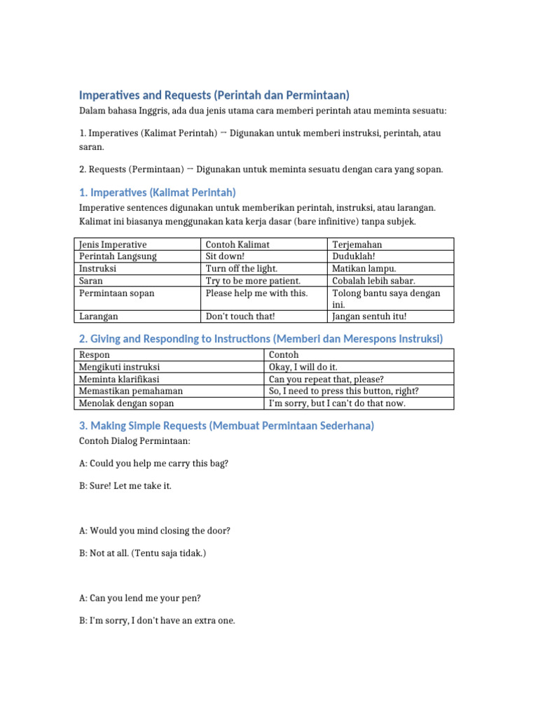 Imperatives and Requests | PDF