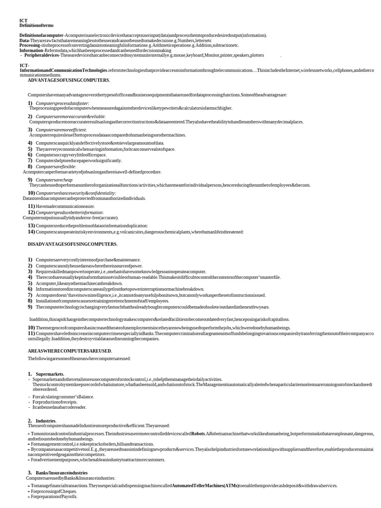 Compiled Ict Notes Dict | PDF | Integrated Circuit | Computer Hardware