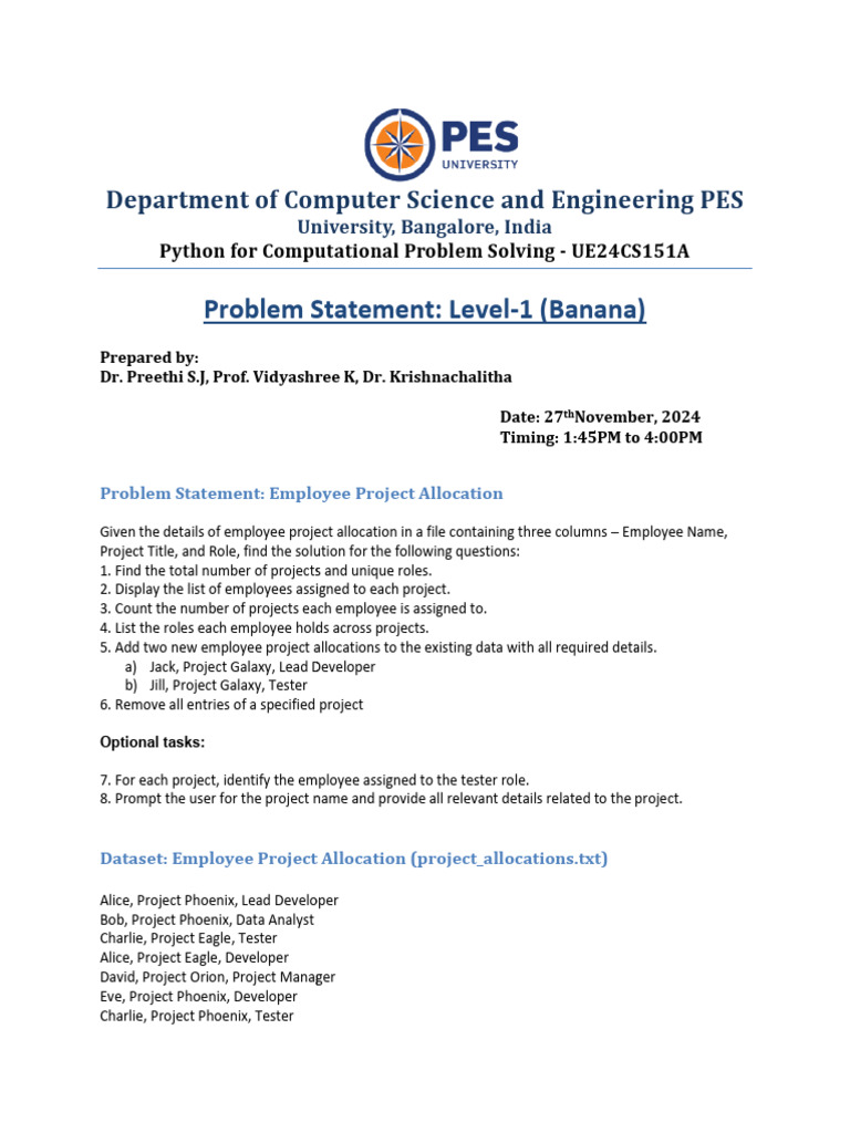 PCPS 2024 Level 1 Final Problem Statement | PDF | Software | Software Development