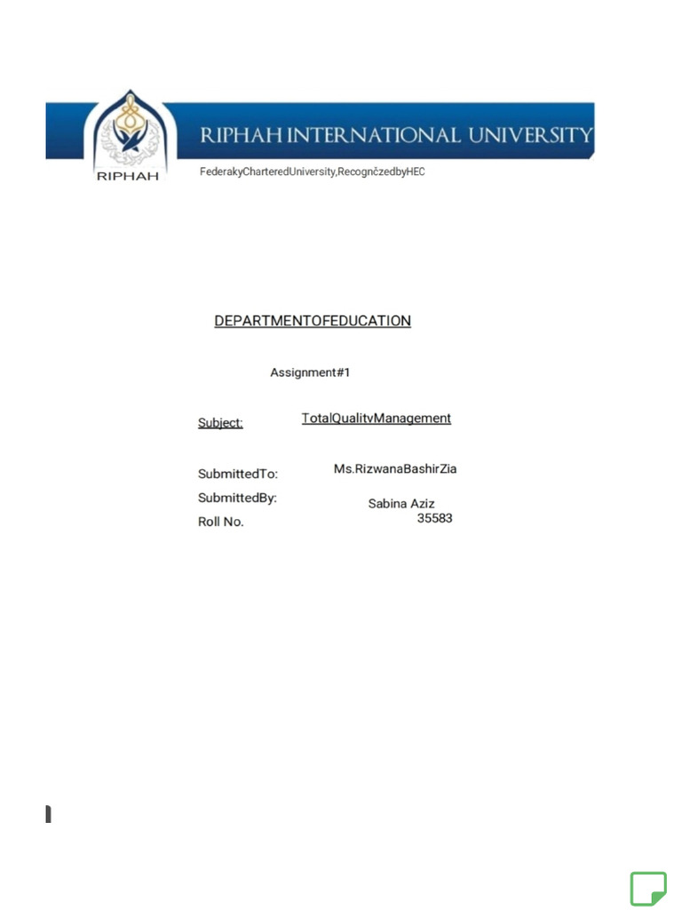 TQM ... Madam Rizwana..from Sabina Aziz | PDF | Learning | Intelligence