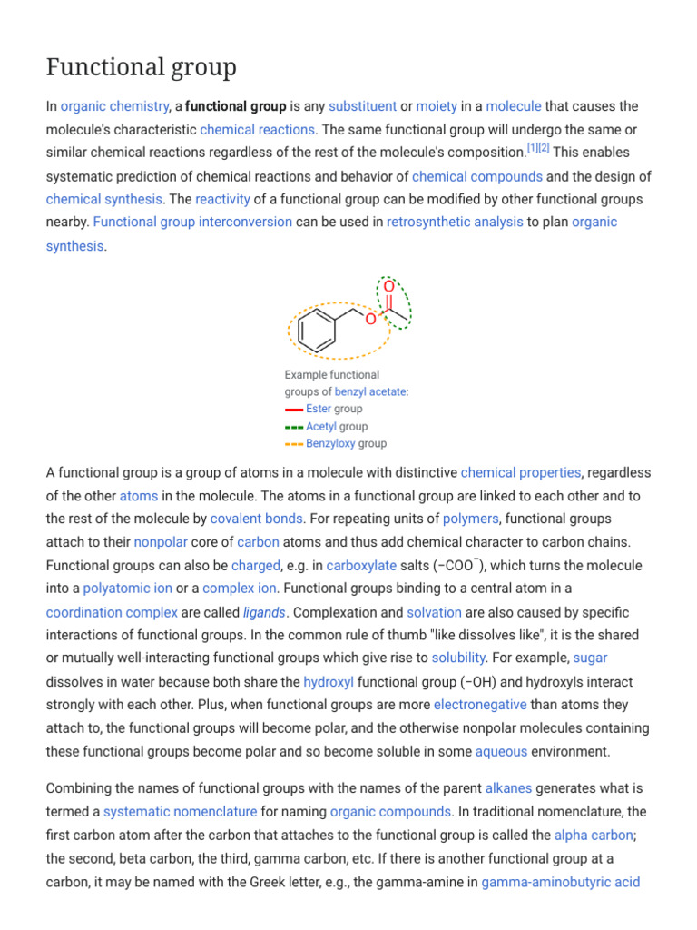 Functional Group - Wikipedia | PDF | Functional Group | Carbon Compounds