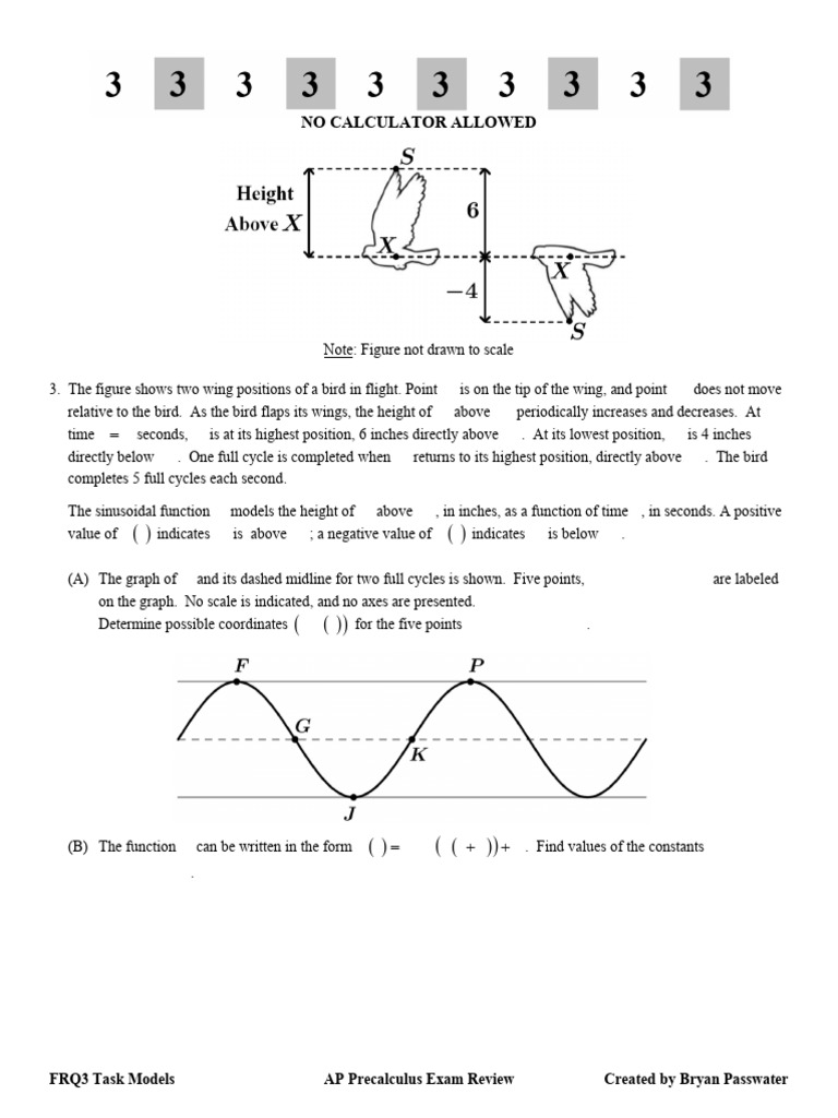 FRQ3 Task Model for Sinusoidal Functions | PDF