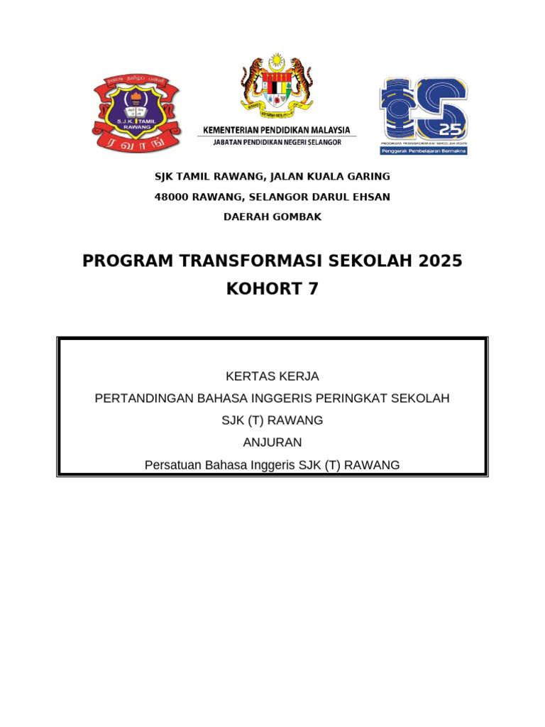 Kertas Kerja Pertandingan Tiga Bahasa | PDF