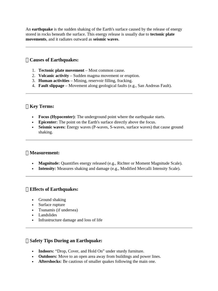 Understanding Earthquakes: Causes & Effects | PDF