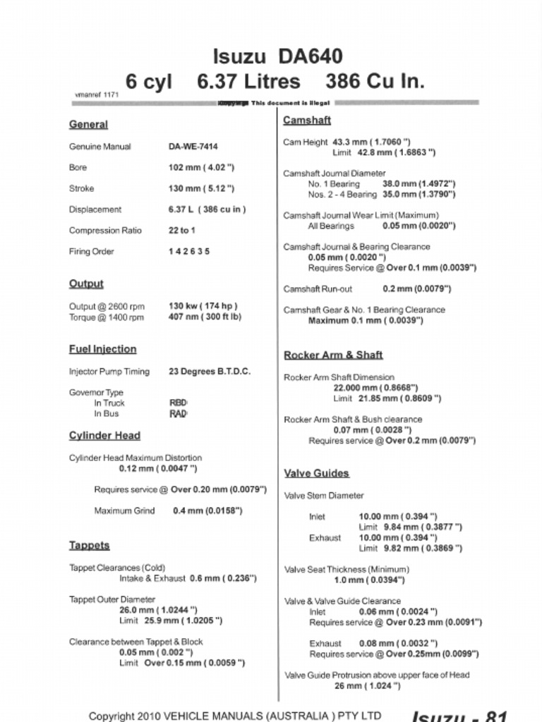 Isuzu - DA640 6.37L 6 cyl | PDF