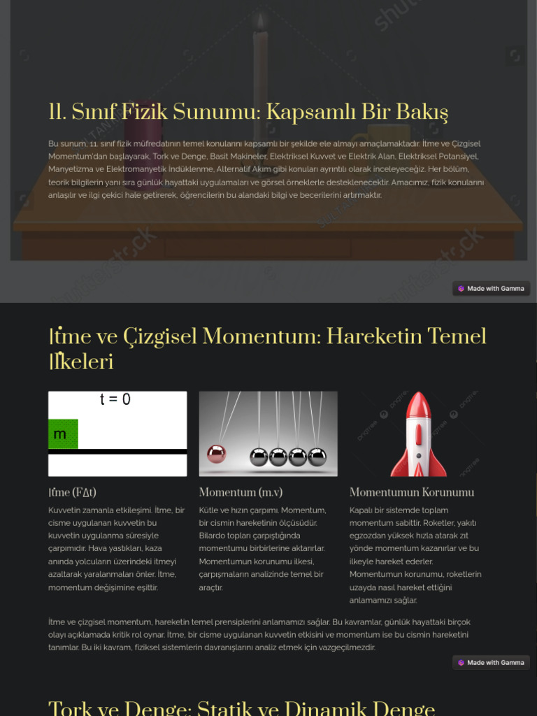 11 Sinif Fizik Sunumu Kapsamli Bir Bakis | PDF