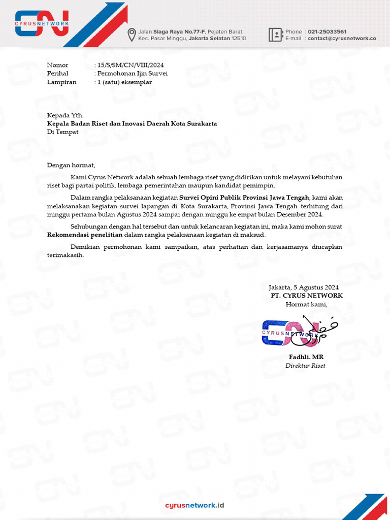 Surat Pengantar Kota Surakarta | PDF