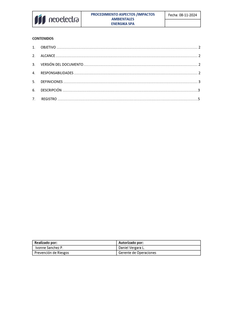 Procedimiento Aspectos Impactos | PDF | Entorno natural | Evaluación del ciclo de vida