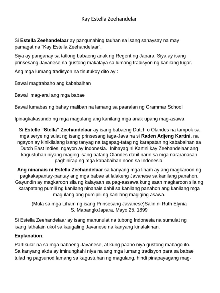 Kay Estella Zeehandelar | PDF
