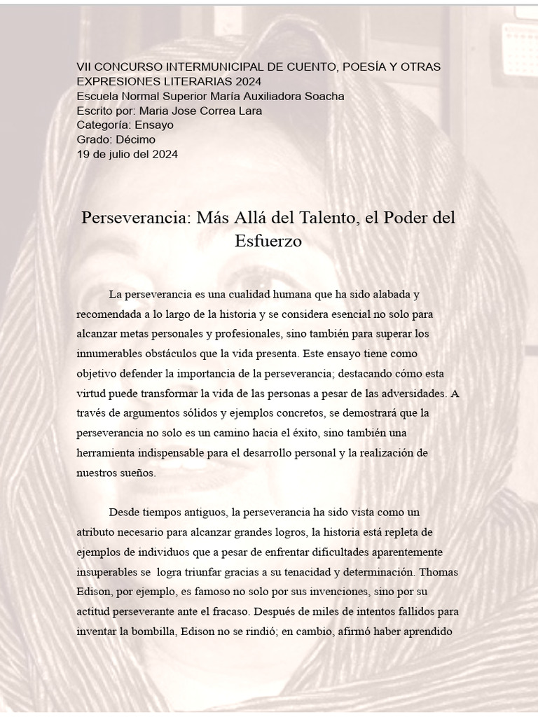 Ensayo 10° Maria Jose Correa Lara (2) - Majo Correa | PDF | Resiliencia ...