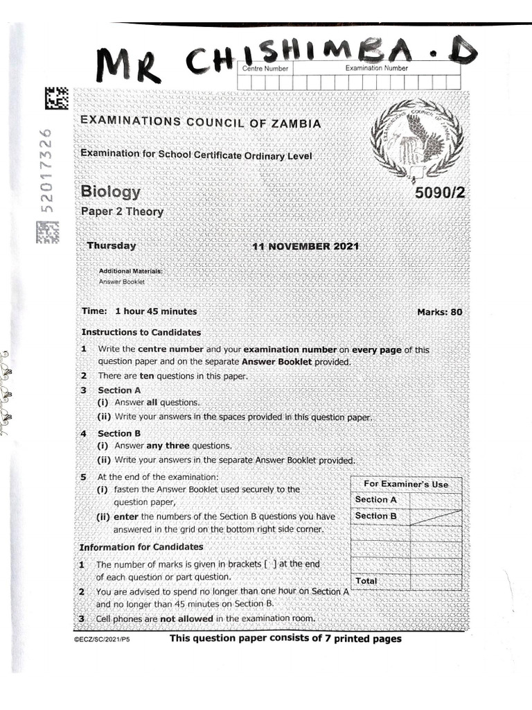 Bio Internal p2 2021 | PDF