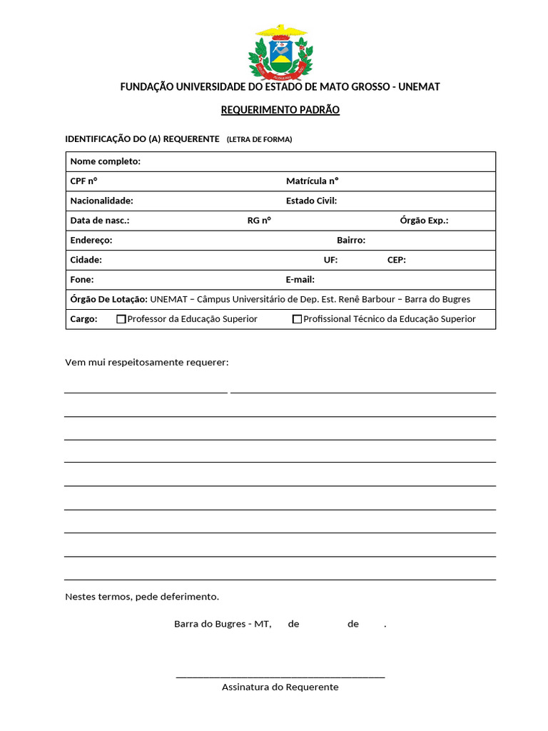 Requerimento Padrão Preenchido | PDF