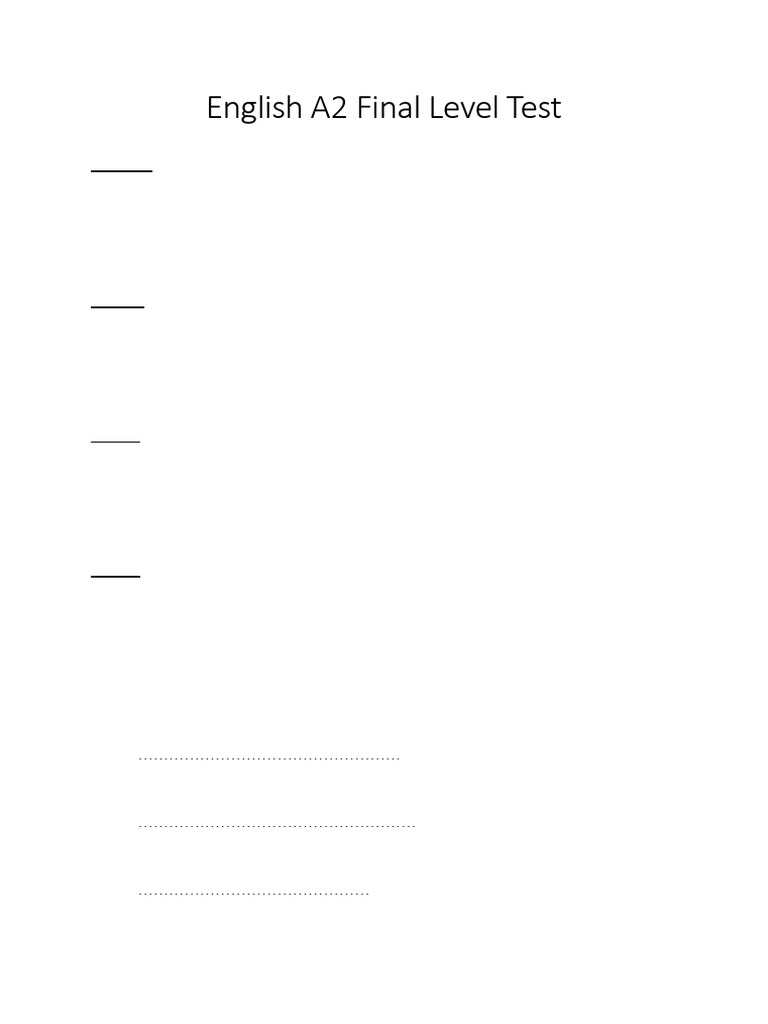 A2 English Final Exam Practice Test | PDF