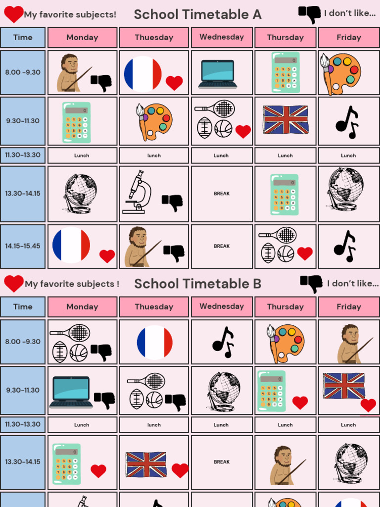 Pink Blue Simple School Timetable-3 | PDF