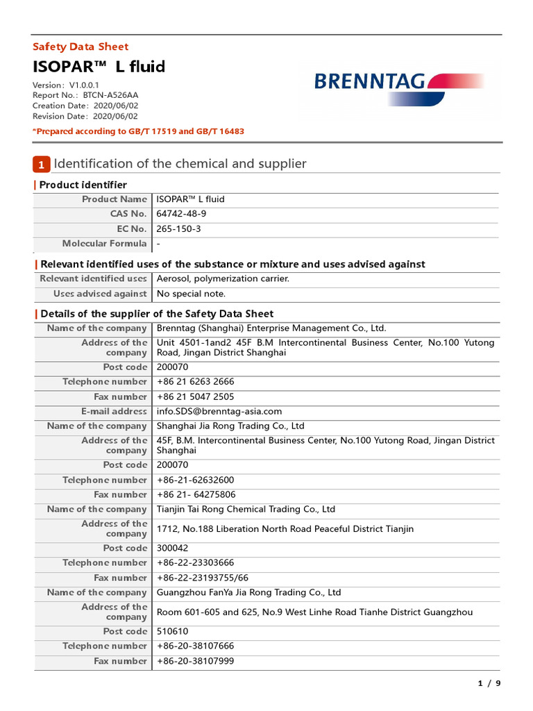 Isopar™L (De) SicherheitsdatenblattUSGHS (MSDS) (En) 20200602 | PDF ...