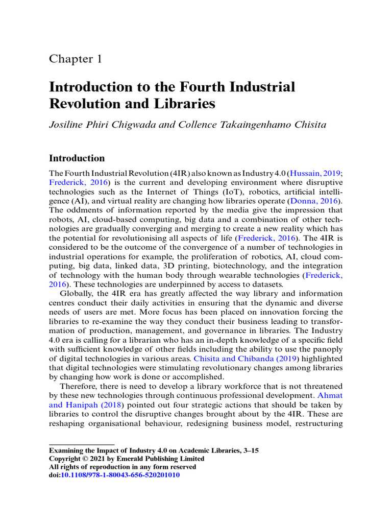 Introduction to the Fourth Industrial Revolution and Libraries | PDF ...