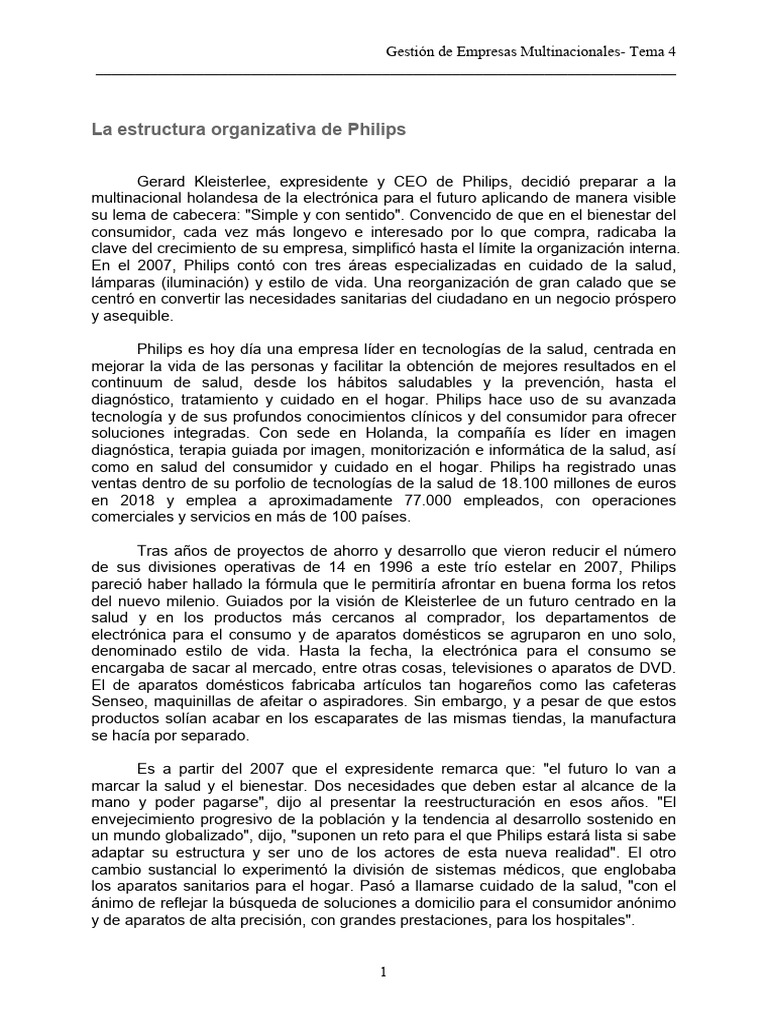 Estructura Organizativa de Philips | PDF | Philips | Business