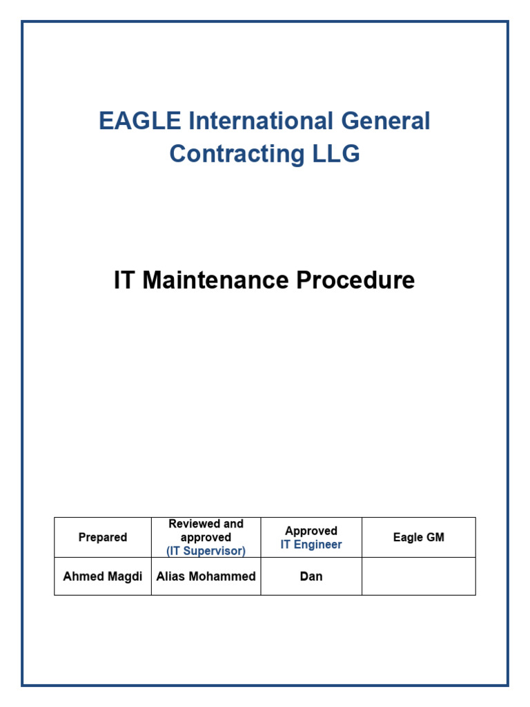 IT Maintenace Procedure_103734 | PDF