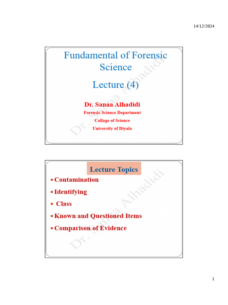 Fundimental of Forensic Science Lecture | PDF