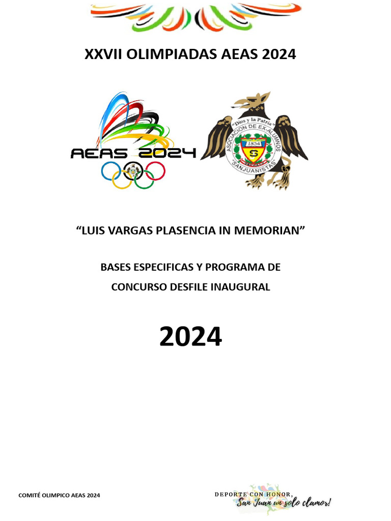 Bases Inauguracion Xxvii Olimpiadas Aeas 2025 | PDF