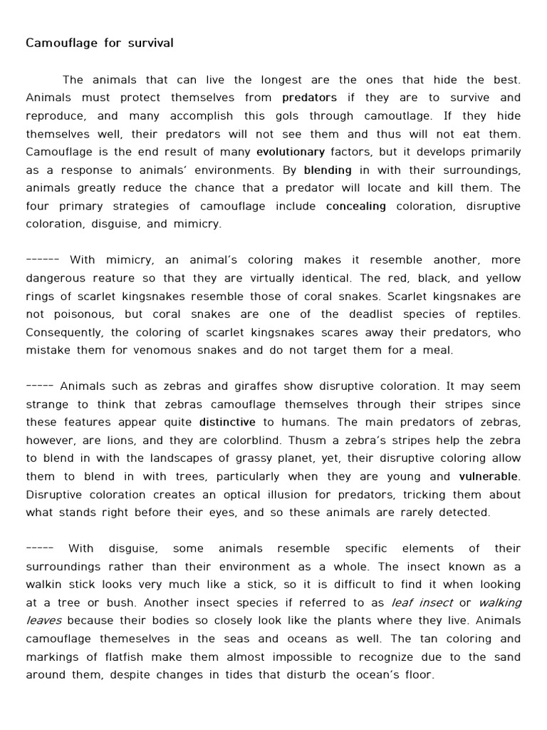 Animal Camouflage Strategies Explained | PDF | Camouflage | Predation