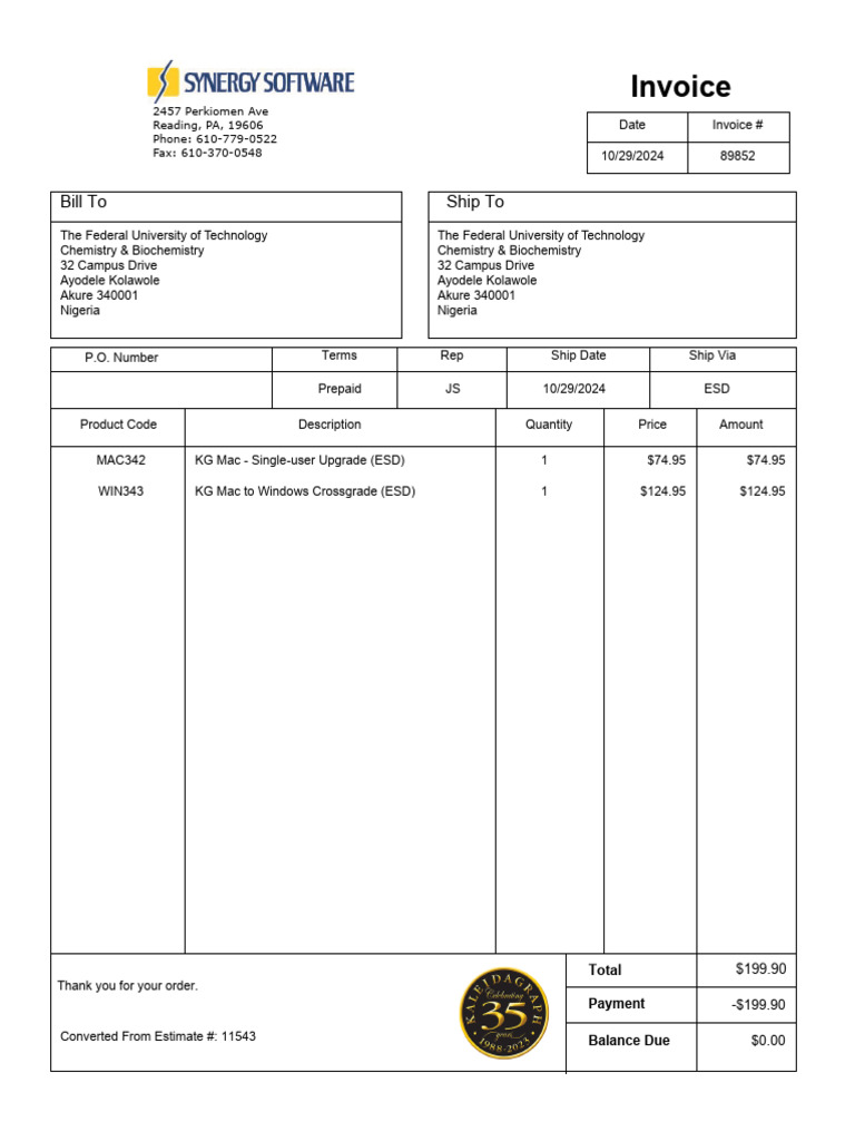 Invoice for Software Upgrade and Crossgrade | PDF
