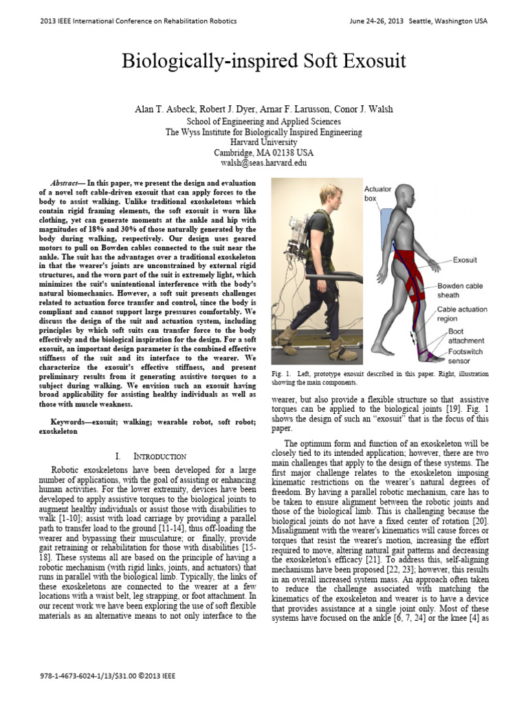 Biologically-Inspired Soft Exosuit: Alan T. Asbeck, Robert J. Dyer ...