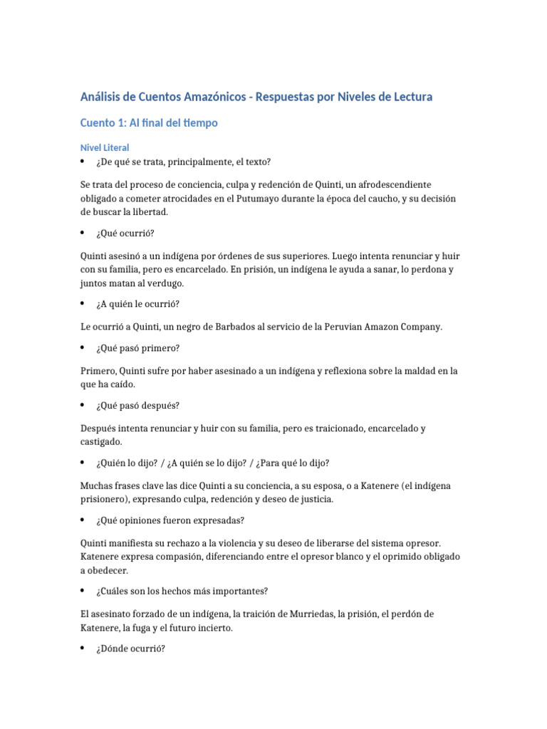 Análisis de Cuentos Amazónicos: Lectura Crítica | PDF | Racismo ...