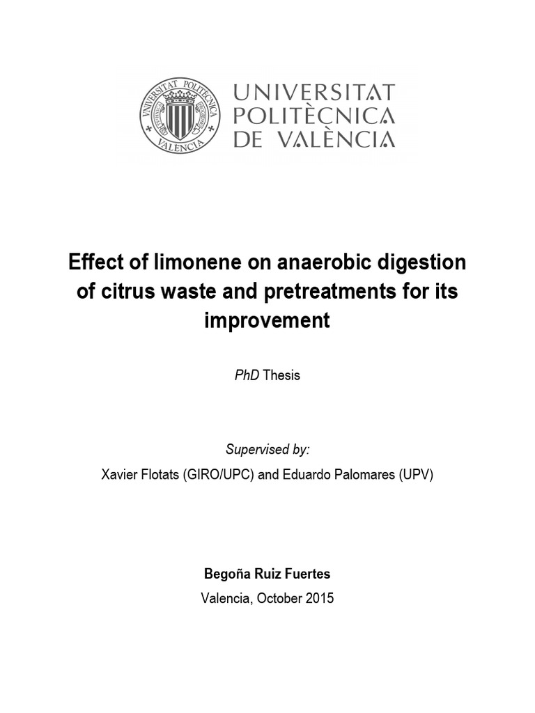RUIZ - Effect of Limonene On Anaerobic Digestion of Citrus Waste and ...