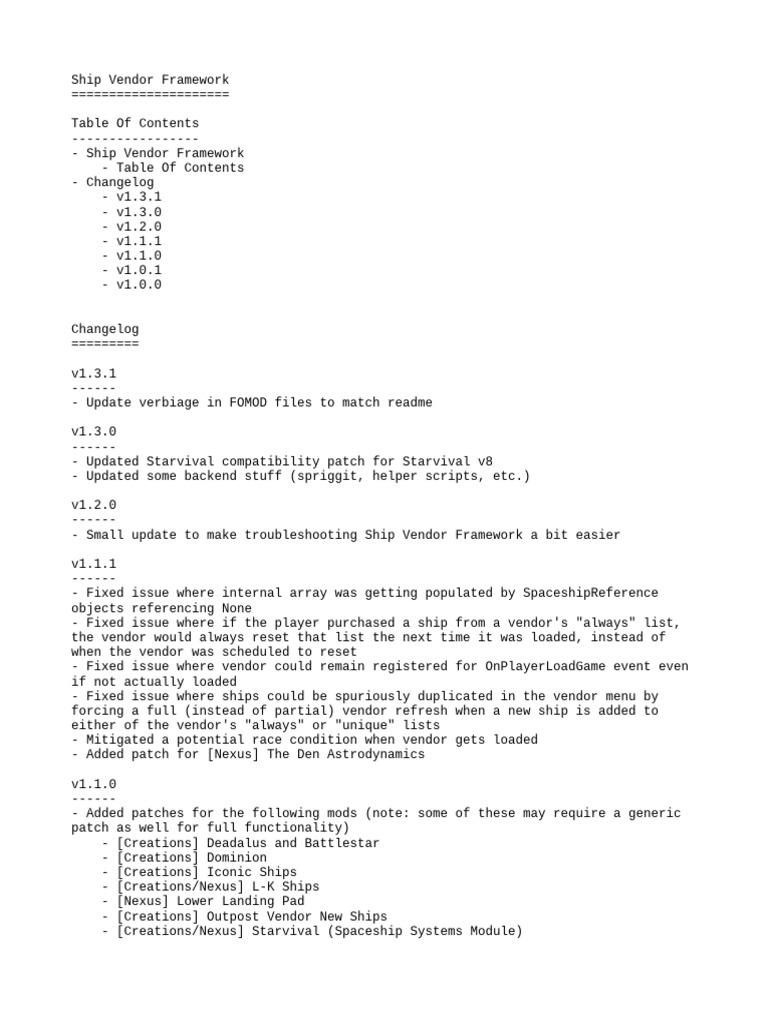 CHANGELOG | PDF